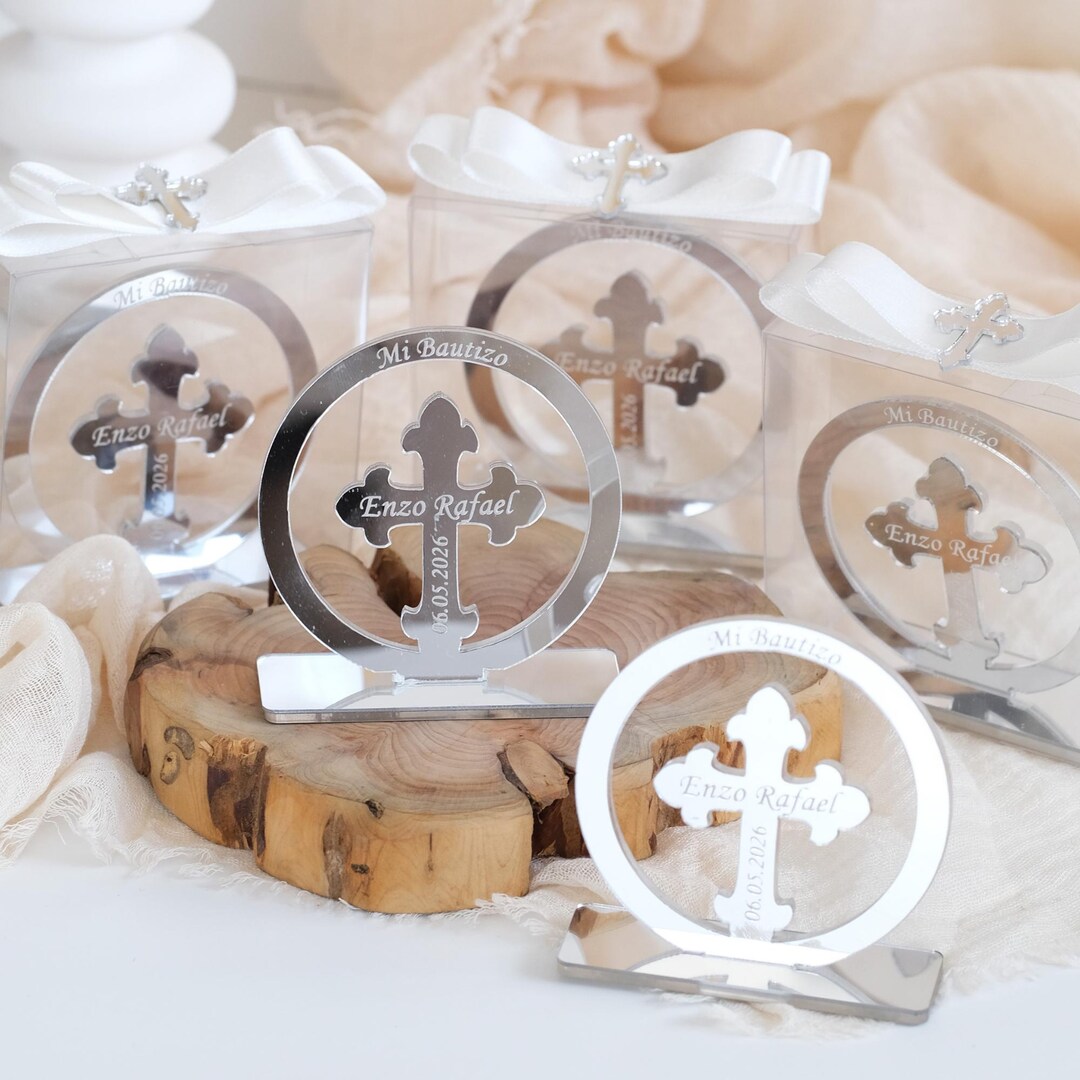 Personalized Plexiglass Baptism Favors: Cross Christening Party Gifts ...