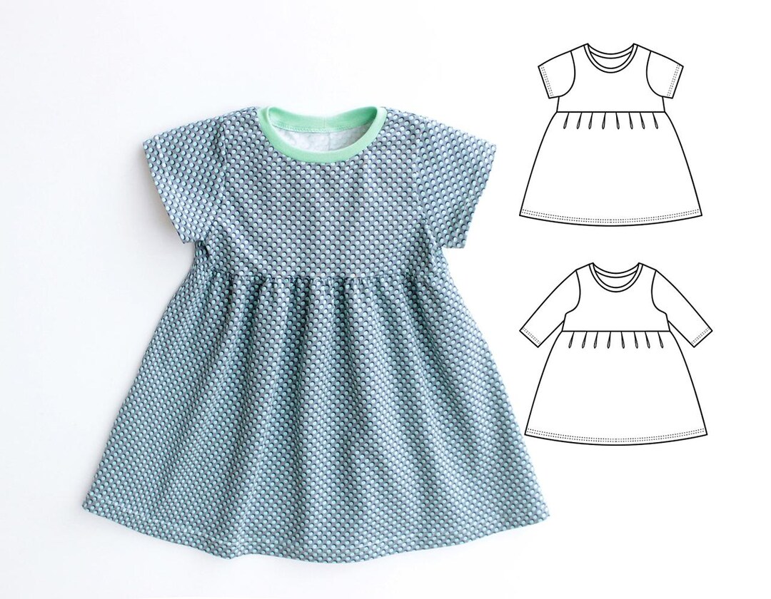 DOTTY Girl Dress Sewing Pattern Pdf, Long and Short Sleeve, Knit ...