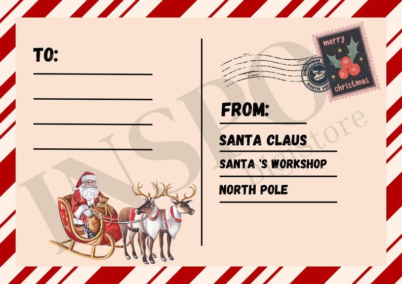 Vintage Letter From Santa – Printable Christmas DIY Kit (digital ...