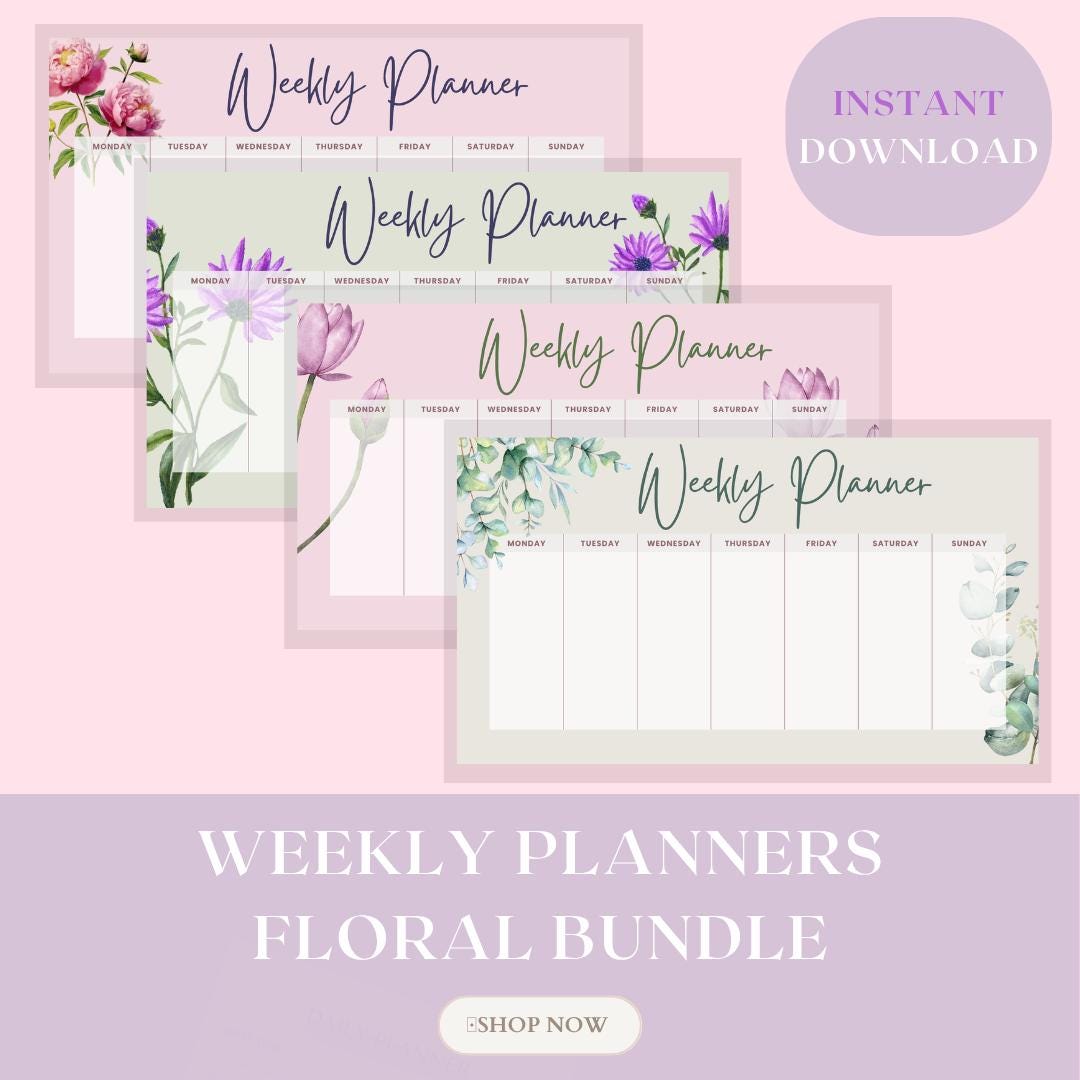 Floral Weekly Planner Printable: Elegant Flower-themed Organizer ...