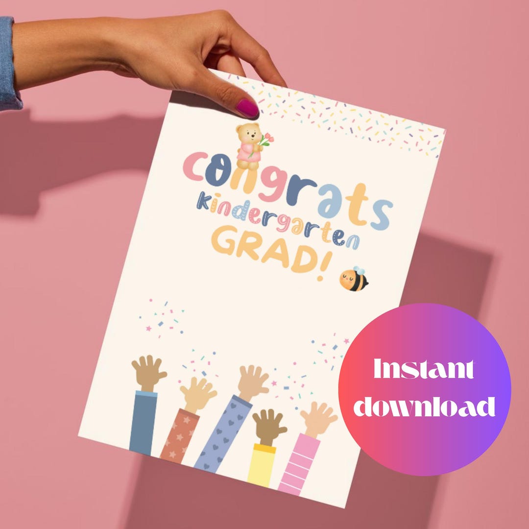 Kindergarten Graduation Printable | "congrats Grad" A4 Sheet With ...
