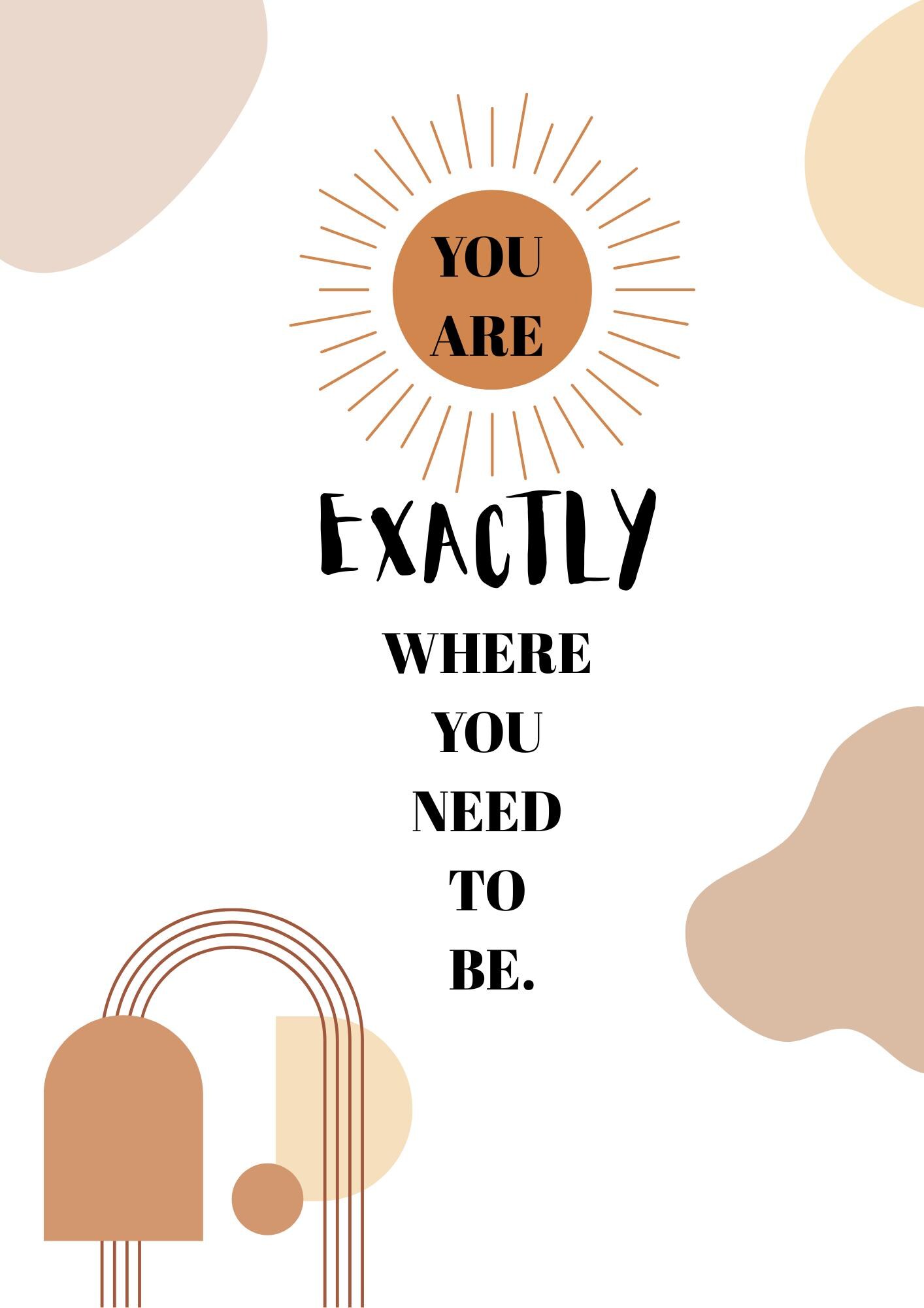 Boho Digital Wall Art - "you Are Exactly Where You Need to Be ...
