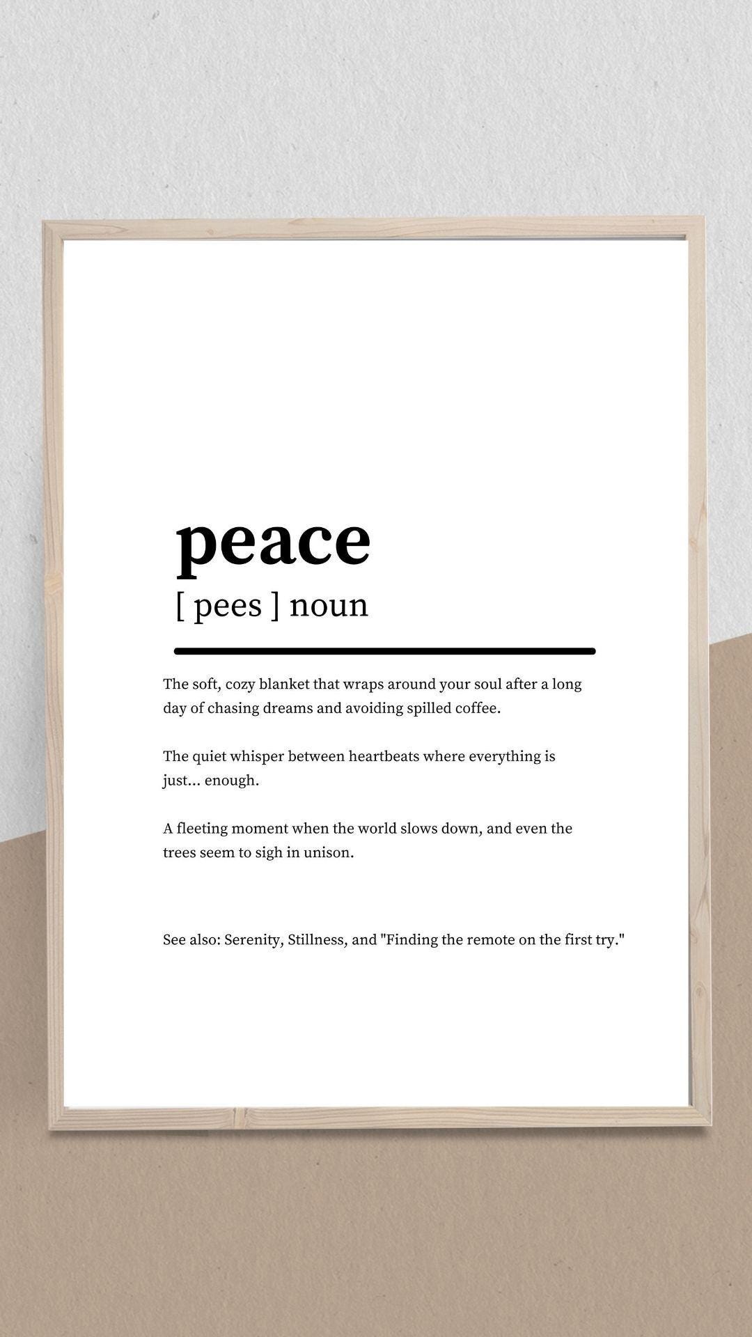 Peace Definition Meaning | Printable Wall Art | Wall Decor | Instant ...