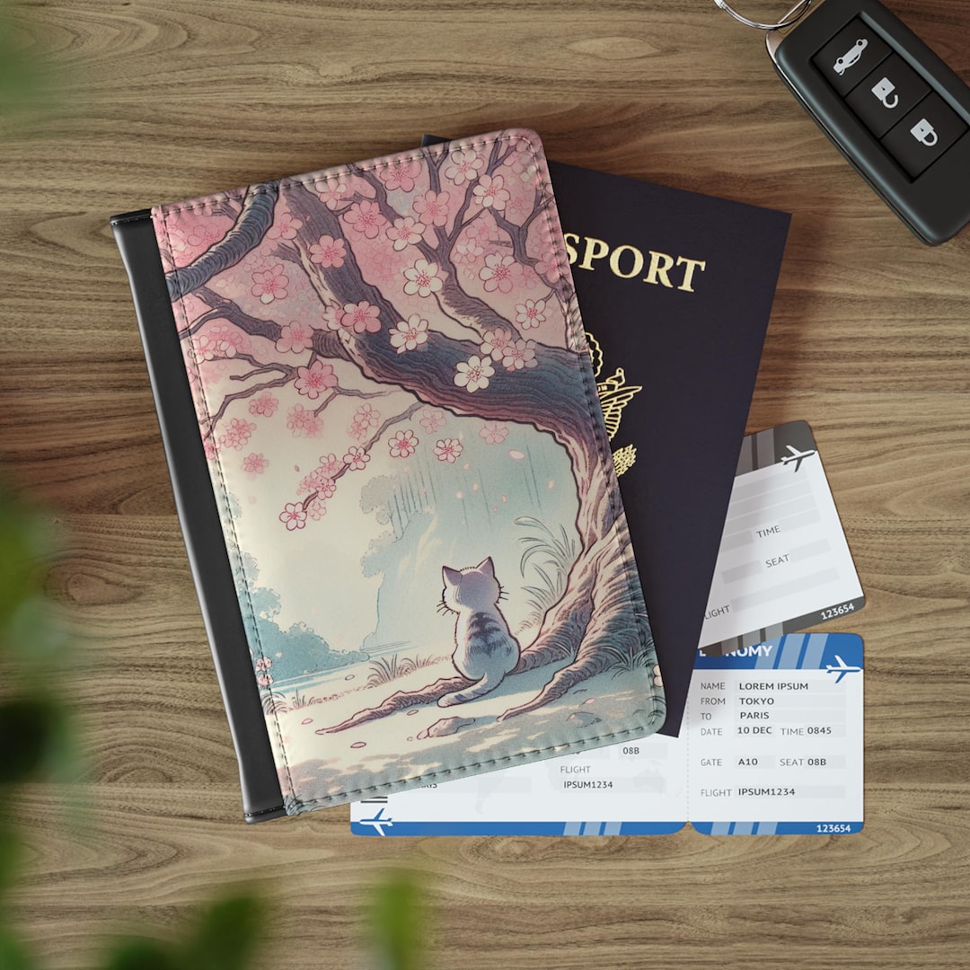 Charming Cat-themed Passport Cover, Travel Accessories for Cat Lovers ...