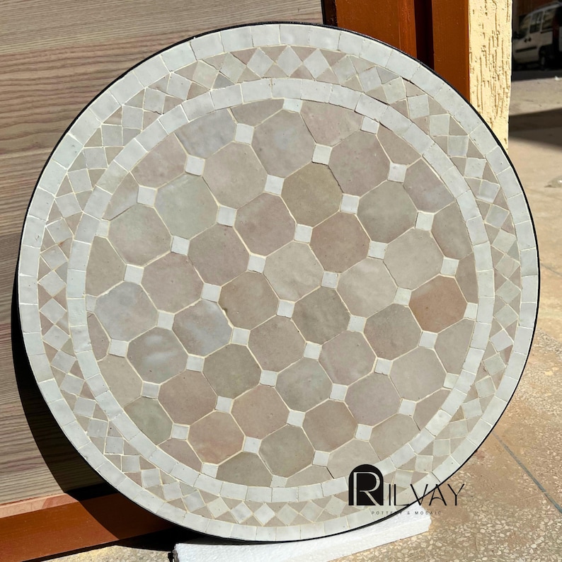 Custom Moroccan Zellige Table | Handmade Round Patio Furniture ...