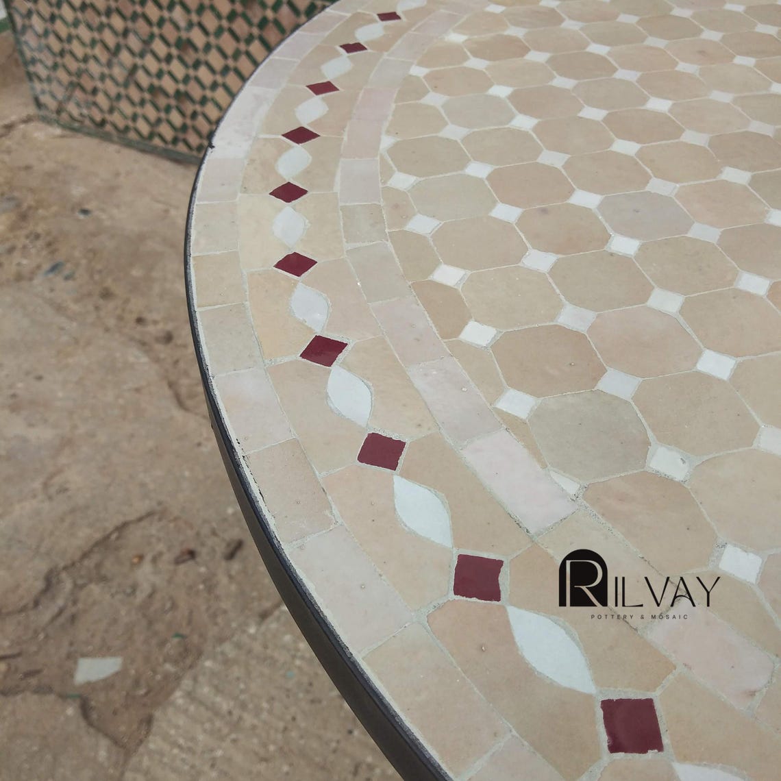 Authentic Moroccan Mosaic Outdoor Furniture | Round Dining Table With ...