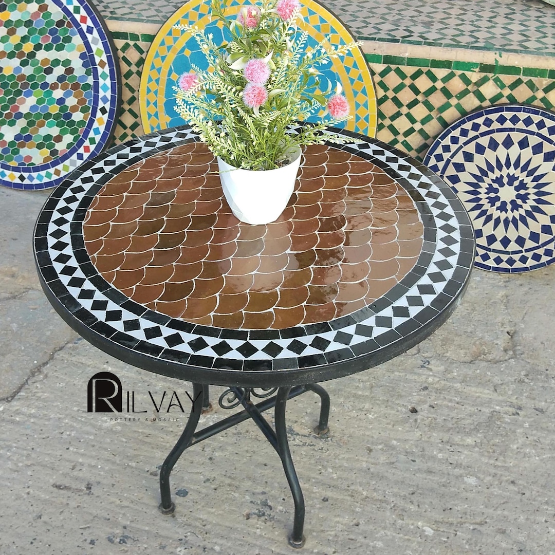 Handmade Moroccan Mosaic Bistro Table: Outdoor Patio Coffee Table - Etsy