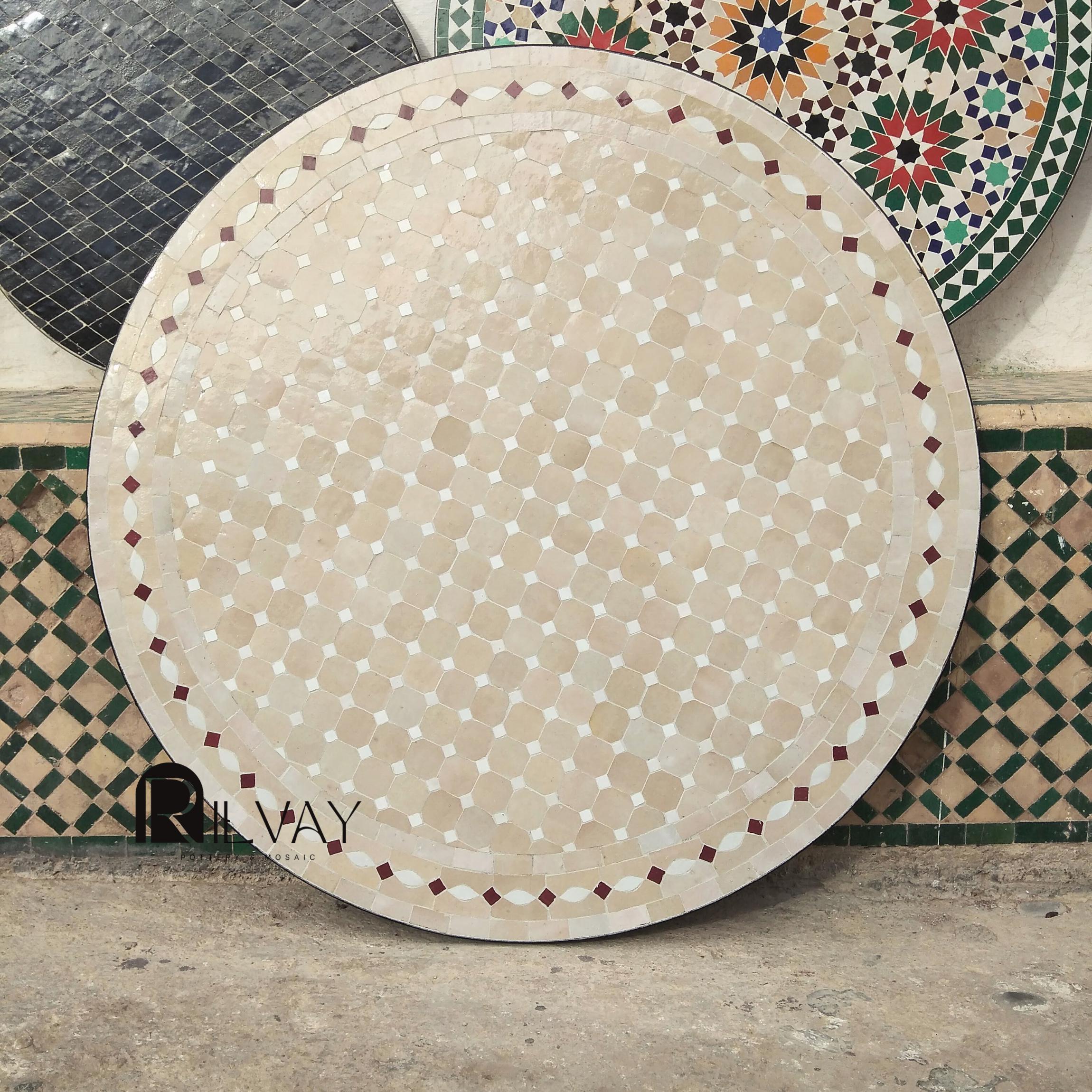 Authentic Moroccan Mosaic Outdoor Furniture | Round Dining Table With ...