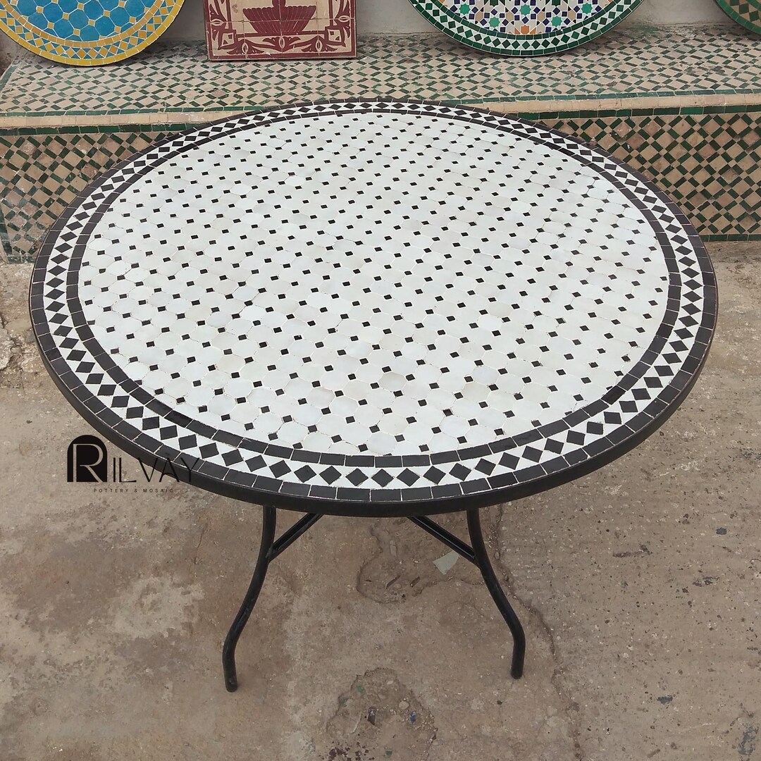 Handcrafted Moroccan Mosaic | Round Garden & Living Room Furniture ...