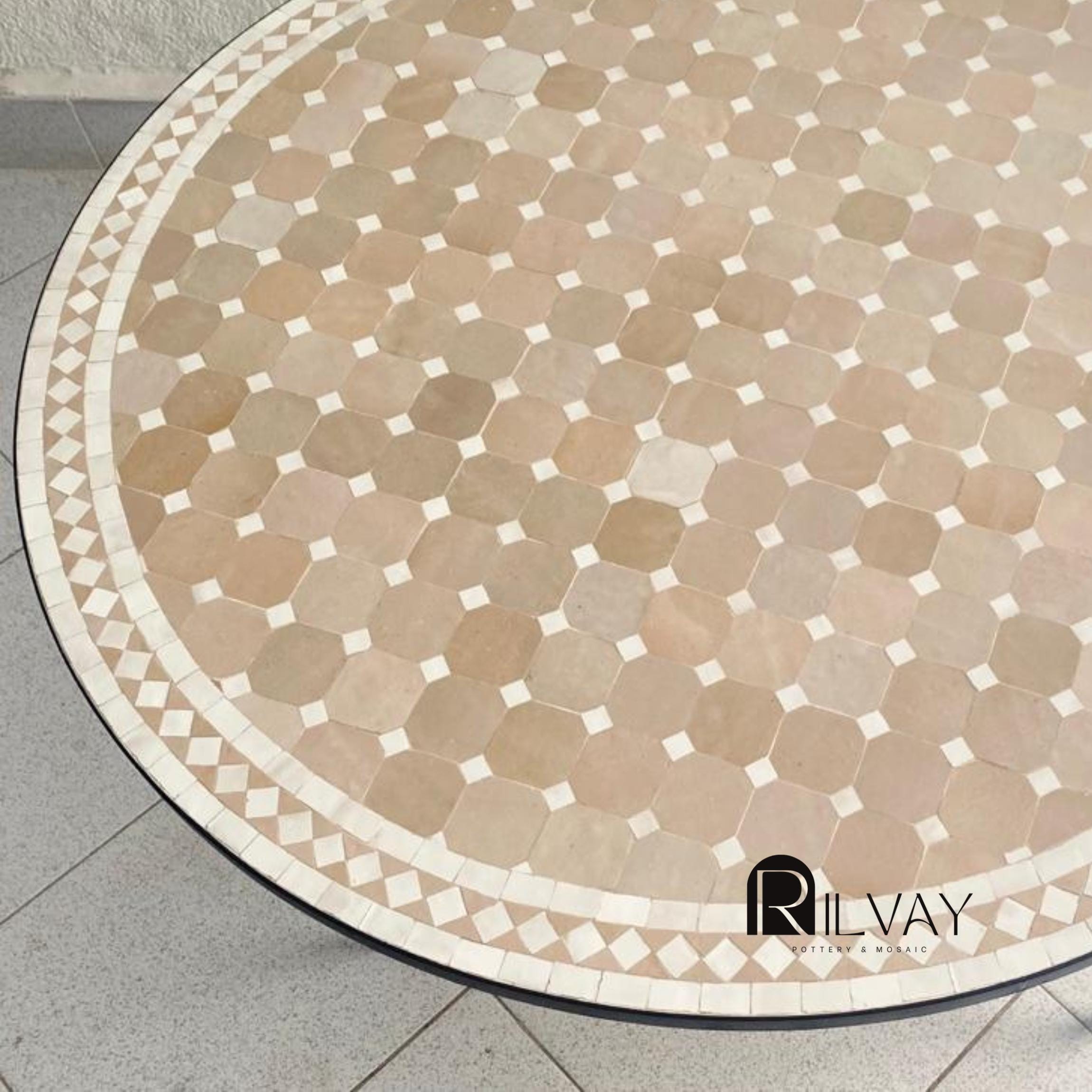 Custom Moroccan Zellige Table | Handmade Round Patio Furniture ...