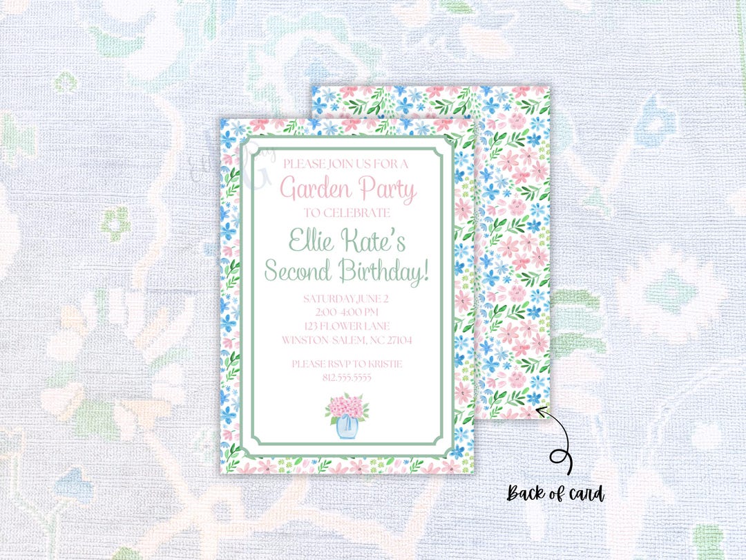 Garden Party Birthday Invitation | Garden Party Invitation | Preppy ...