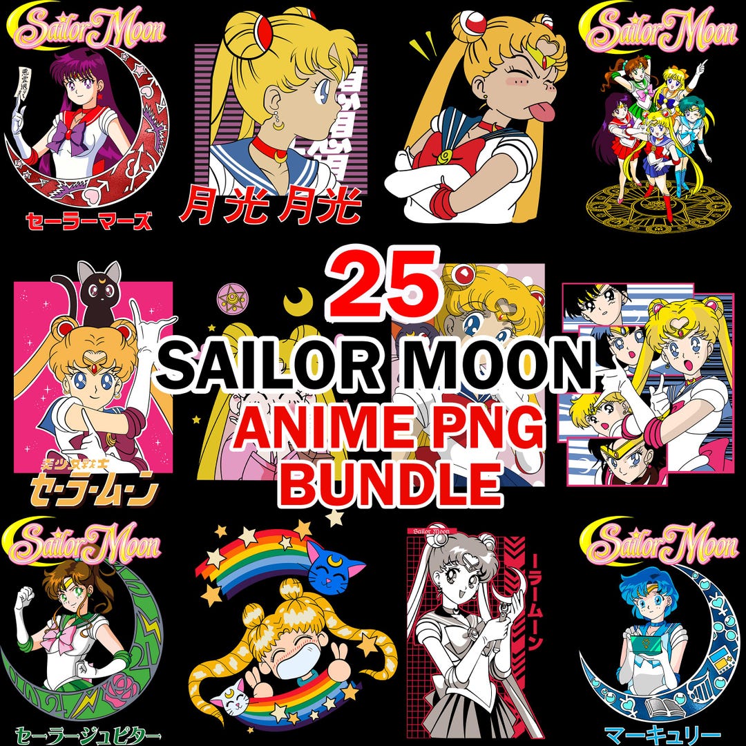 25 Sailor Moon Anime PNG Bundle | High-quality Anime Designs for DTF ...