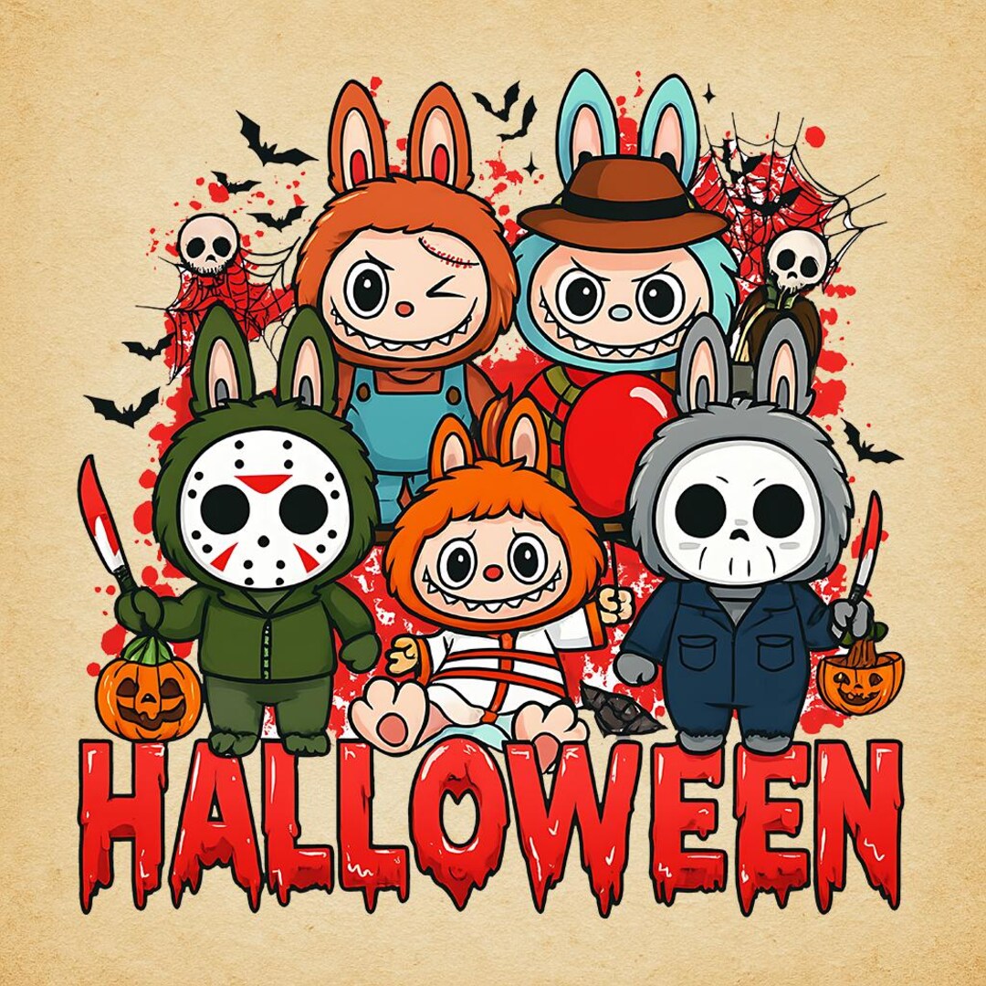 Horror Labubu Halloween PNG – Kawaii Spooky Chibi Monster Clipart for ...