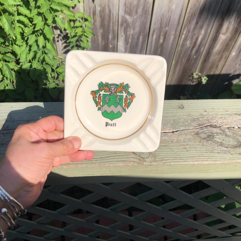 Vintage Platt Family Crest Coat of Arms Ceramic/ironstone Ashtray ...
