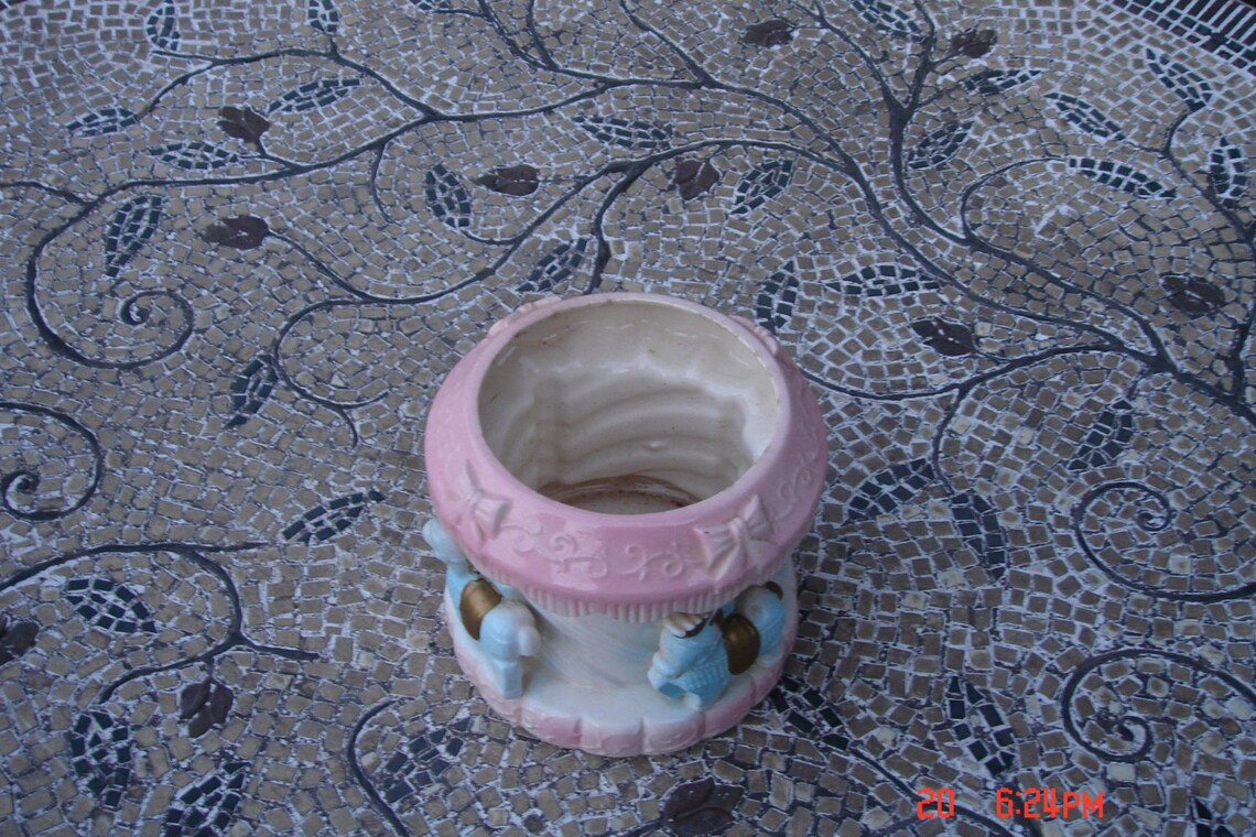 Vintage Baby Pink and Baby Blue Carousel Planter by - Etsy