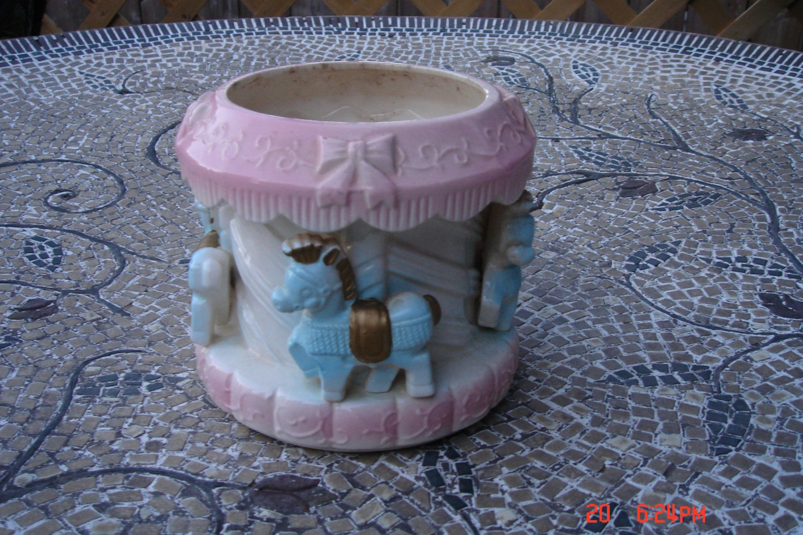 Vintage Baby Pink and Baby Blue Carousel Planter by - Etsy