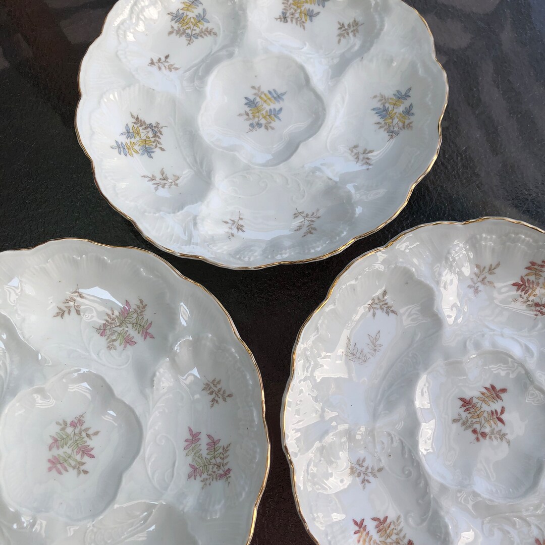 Antique Weimar Porcelain Hand Painted Oyster Plates (3) - Beautiful and ...