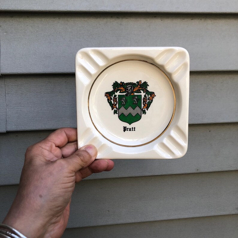 Vintage Platt Family Crest Coat of Arms Ceramic/ironstone Ashtray ...