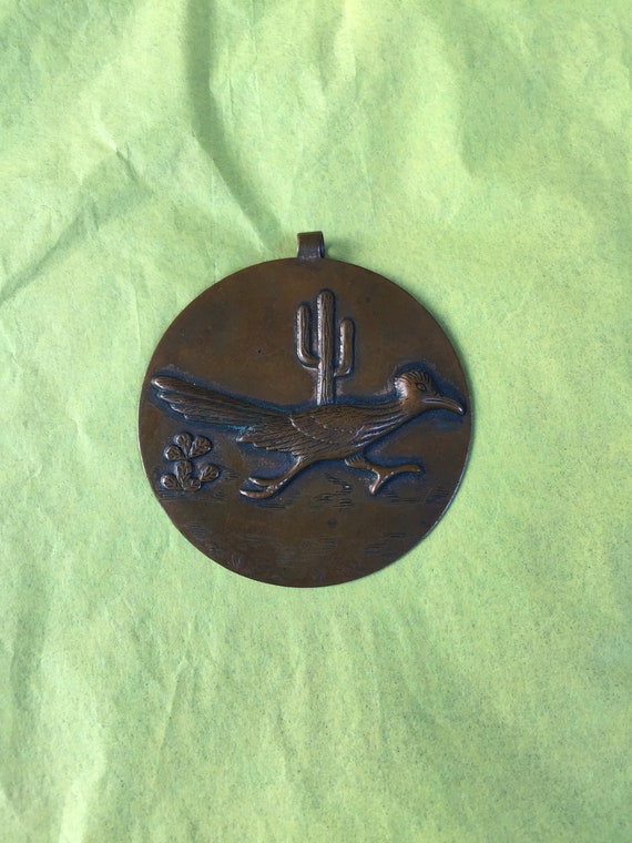 Large Round Copper Pendant Set, Green Marble Vintage … - Gem