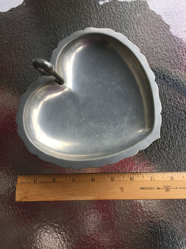Vintage Insico Pewter Heart Shaped Footed Dish With - Etsy