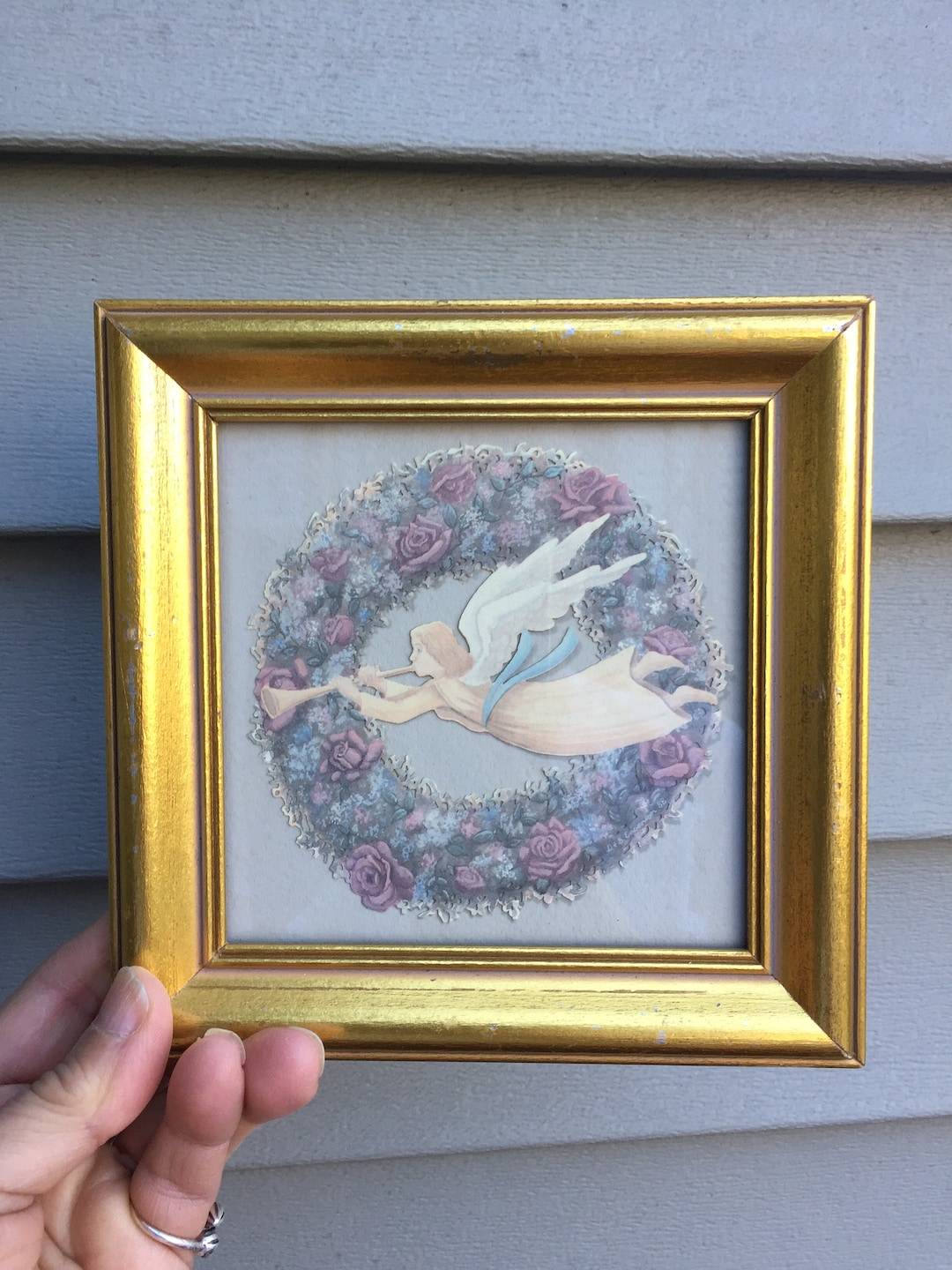 Vintage Scherenschnitte/scissors Cut Angel Picture Art by Regina ...