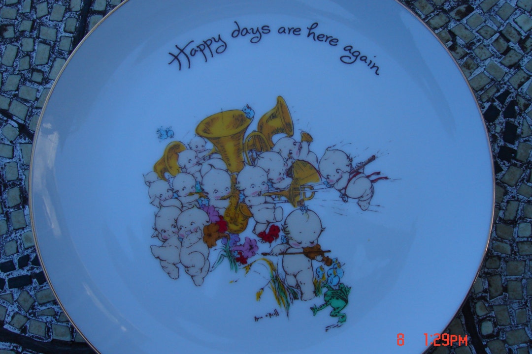 Vintage Kewpie Collectible Porcelain Display Plate Happy Days Are Here ...
