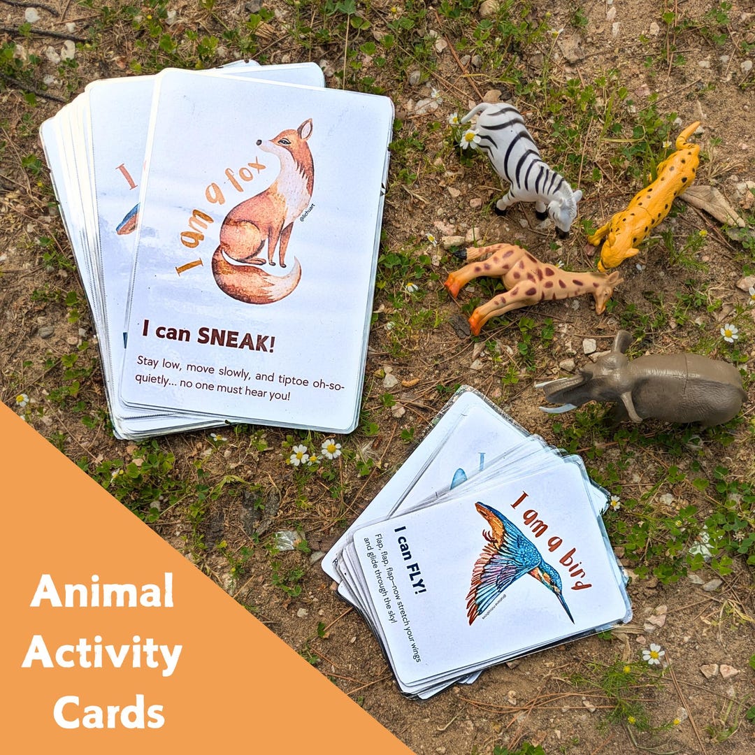 16 Animal Movement Flashcards | Busy Bag Gross Motor Activity | Early ...