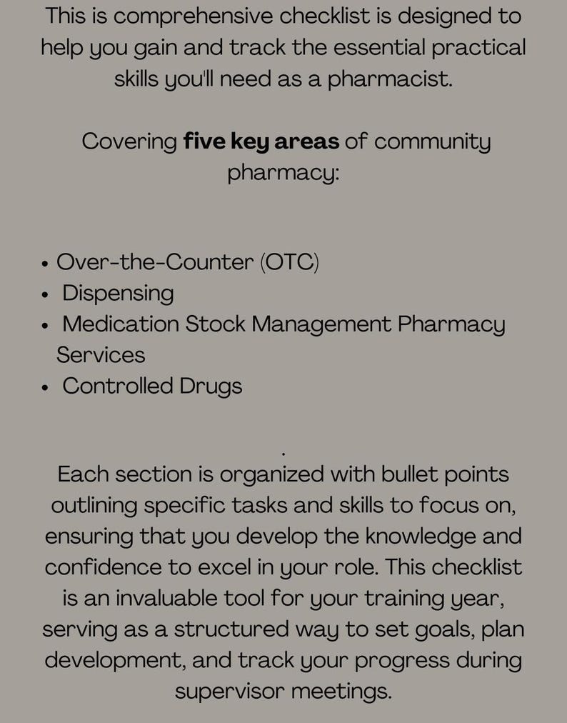 A Trainee Pharmacist's Checklist to Community Pharmacy - Etsy