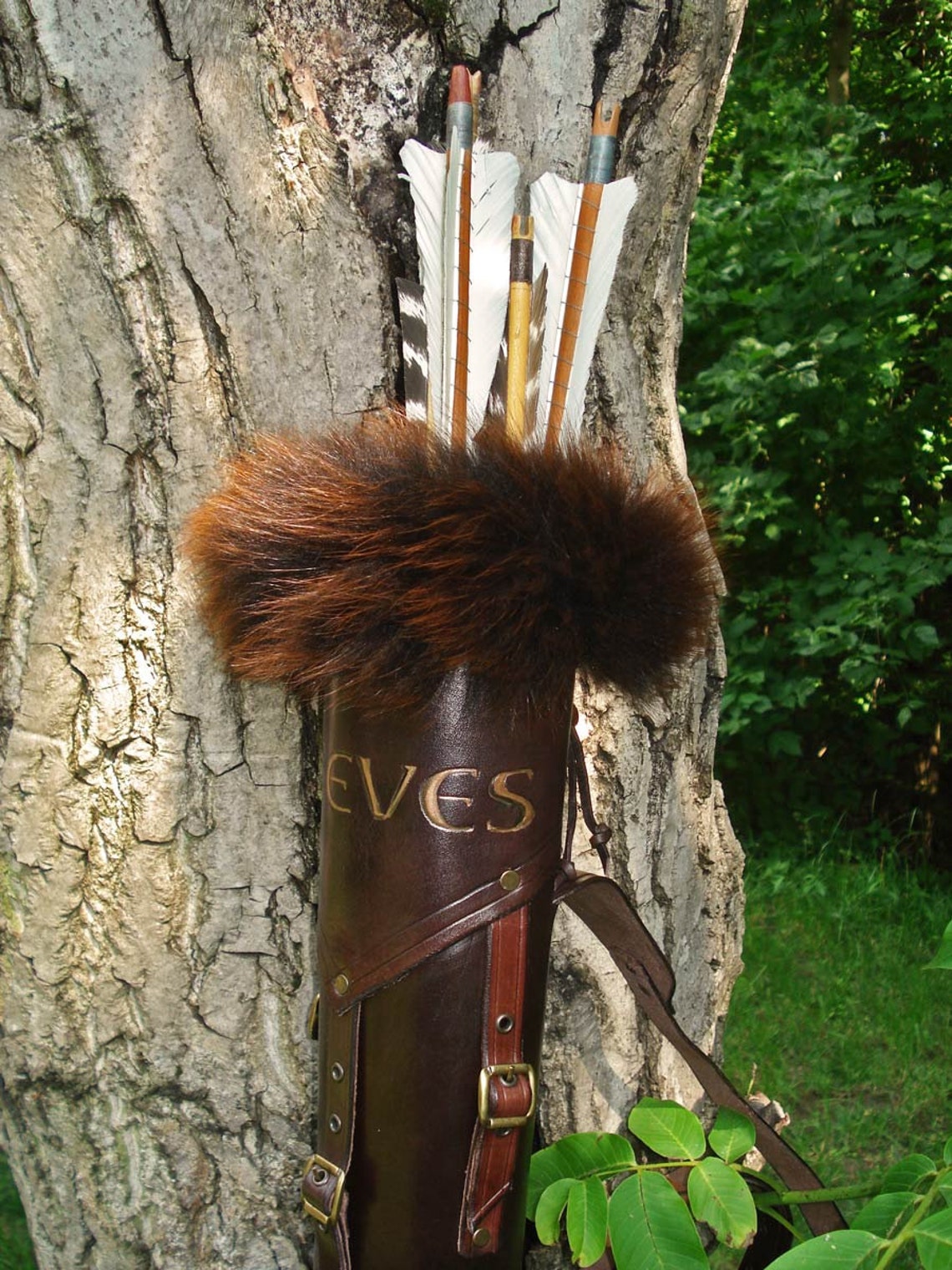 Archery Back Quiver with a Detachable Pouch Hand Tooled | Etsy