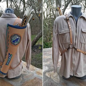 Elfish Style Leather Back Quiver Adjustable With Three Straps Harness ...