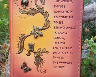 A5 Leather Book Cover Custom Design | Etsy