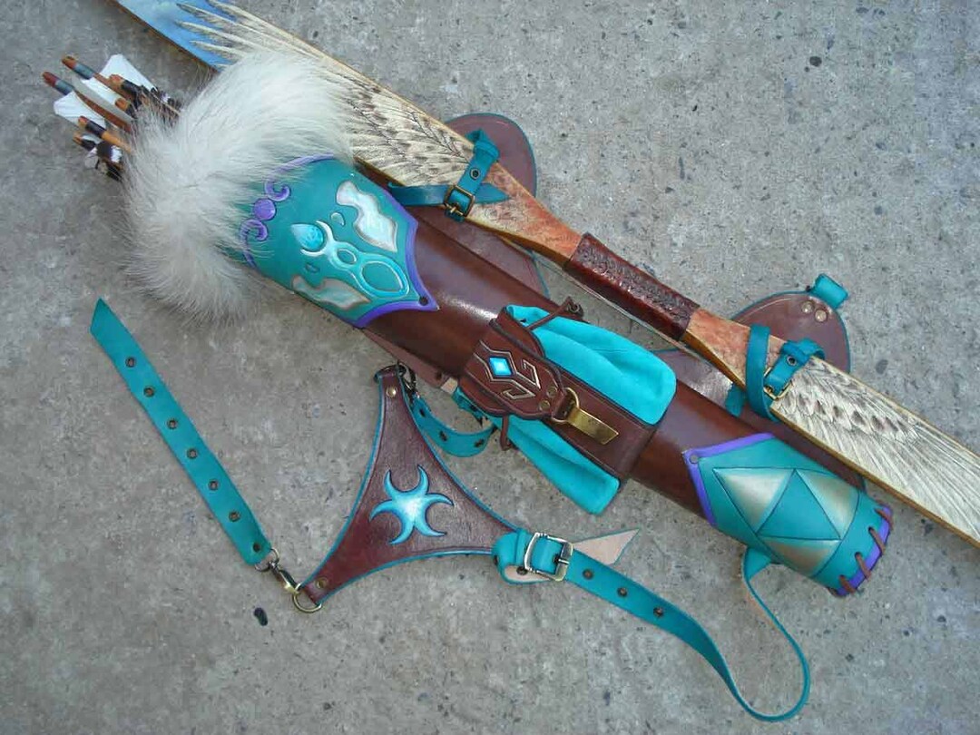 Leather Back Quiver With an Adjustable 3-point Chest Pad, Holding A BOW ...