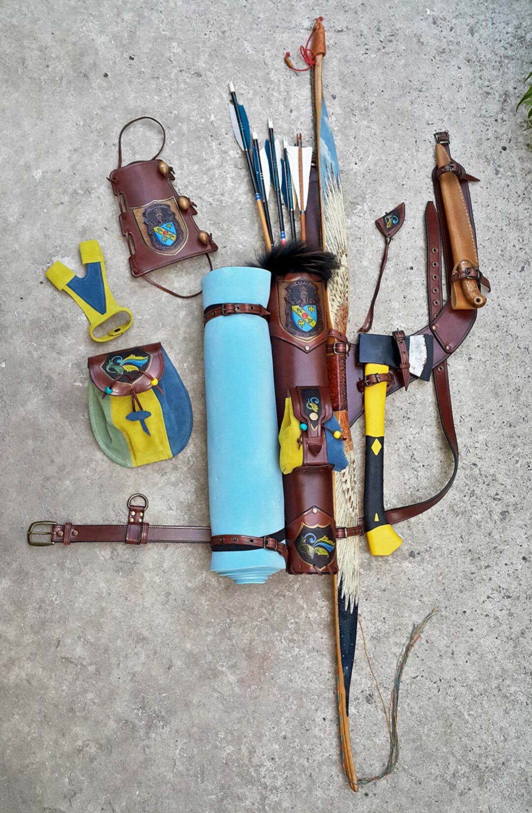 Leather Back Quiver Set, Carquois, Köcher; Archery All-in-one Carry ...