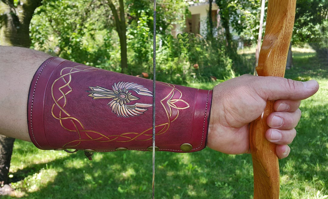 Leather Arm Guard Full Fore-arm Cover With Lacing Plus Snap Buttons and ...