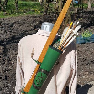 Leather Back Quiver With Adjustable Three Straps Harness and A Brass ...