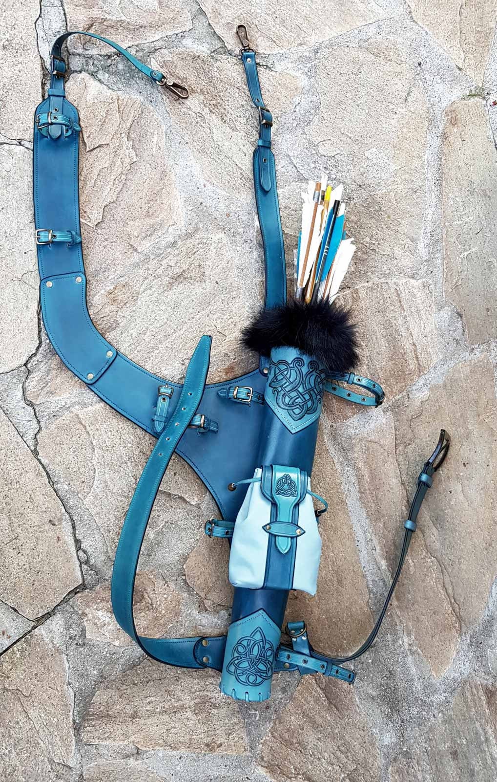 Multifunctional Tooled Leather Quiver Holding A Bow an Axe | Etsy