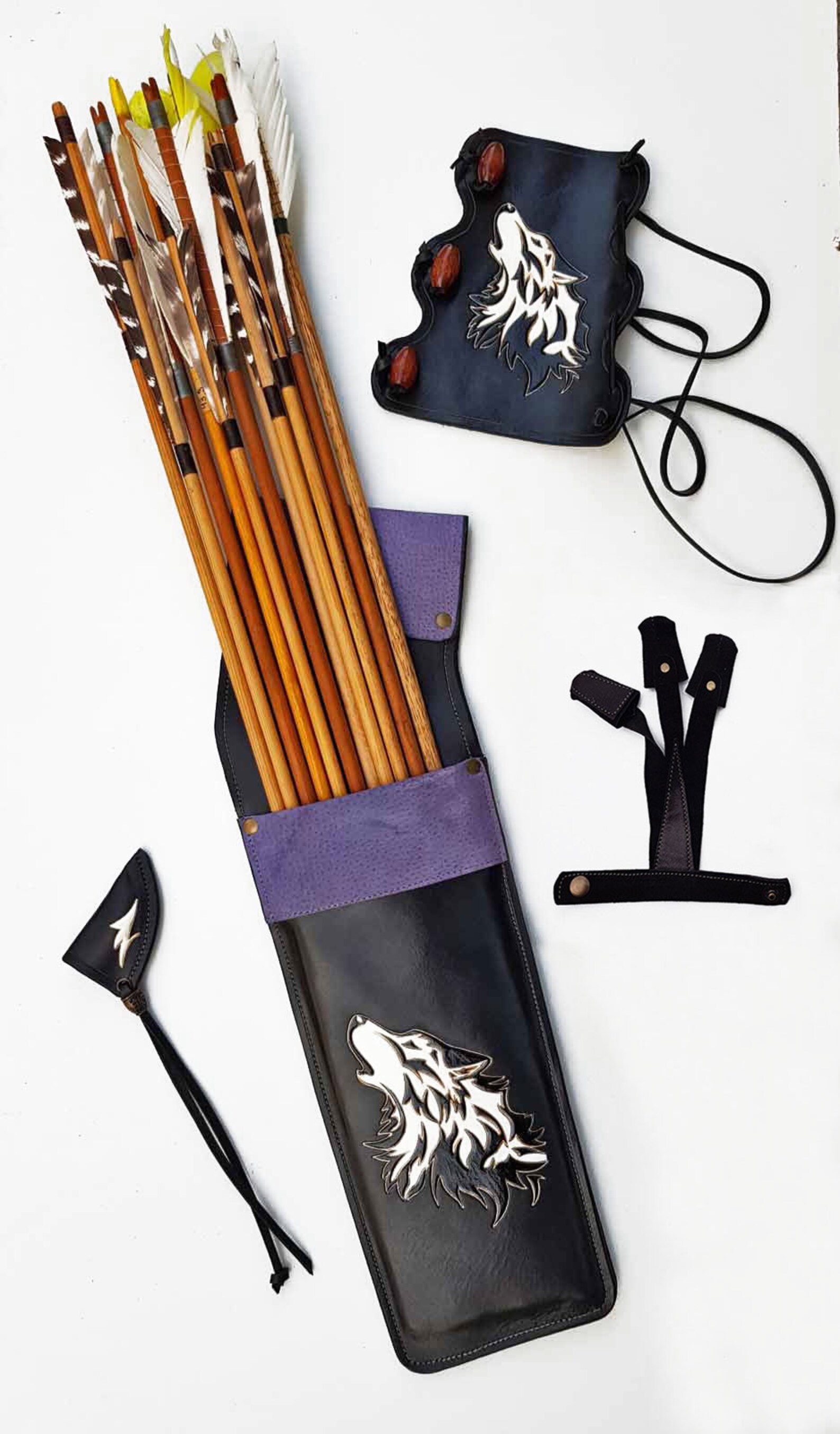 Archery Set of A Hand Tooled Leather Quiver Arm Guard and A | Etsy