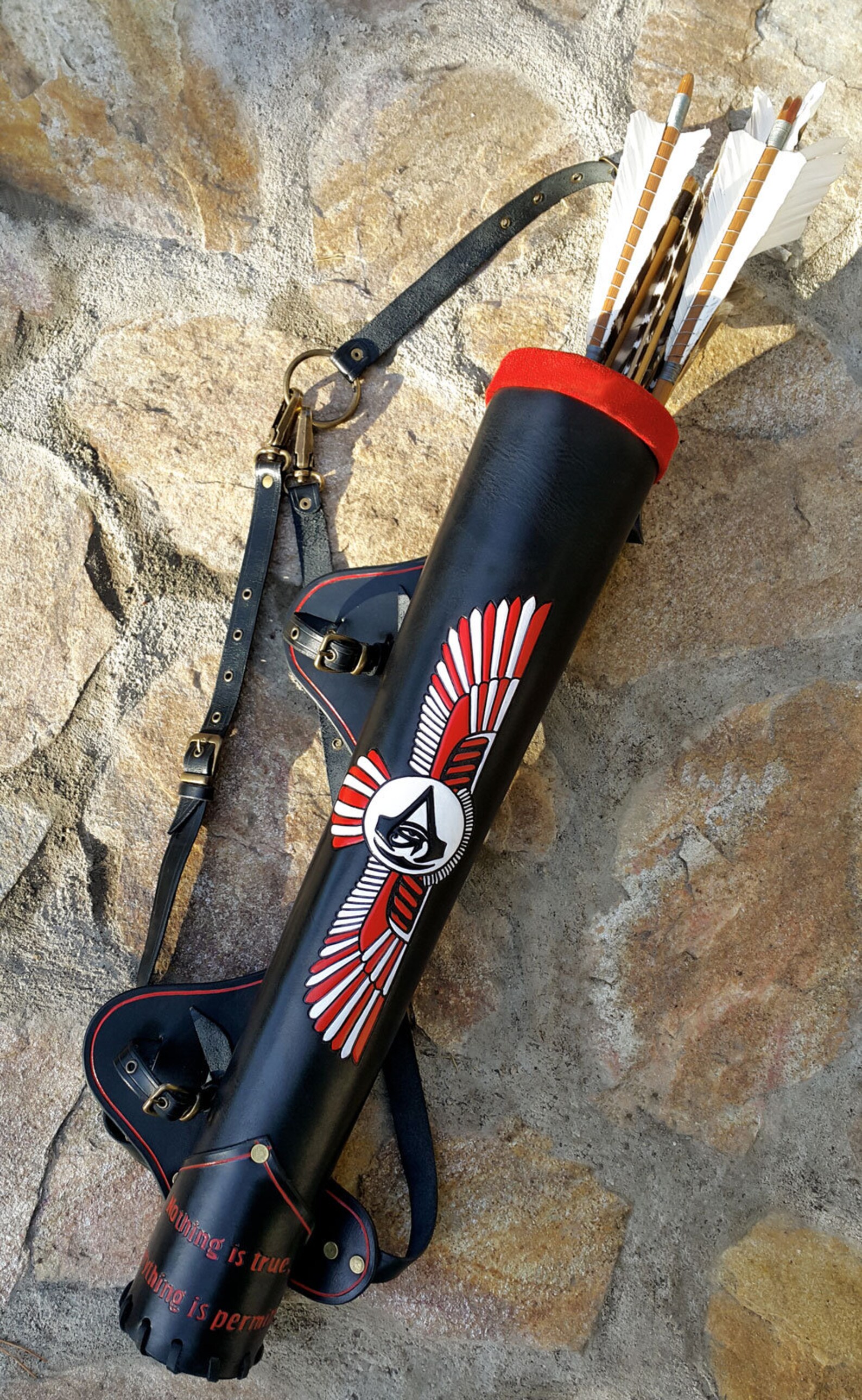 Leather Back Quiver With Adjustable Three Straps Harness and A - Etsy