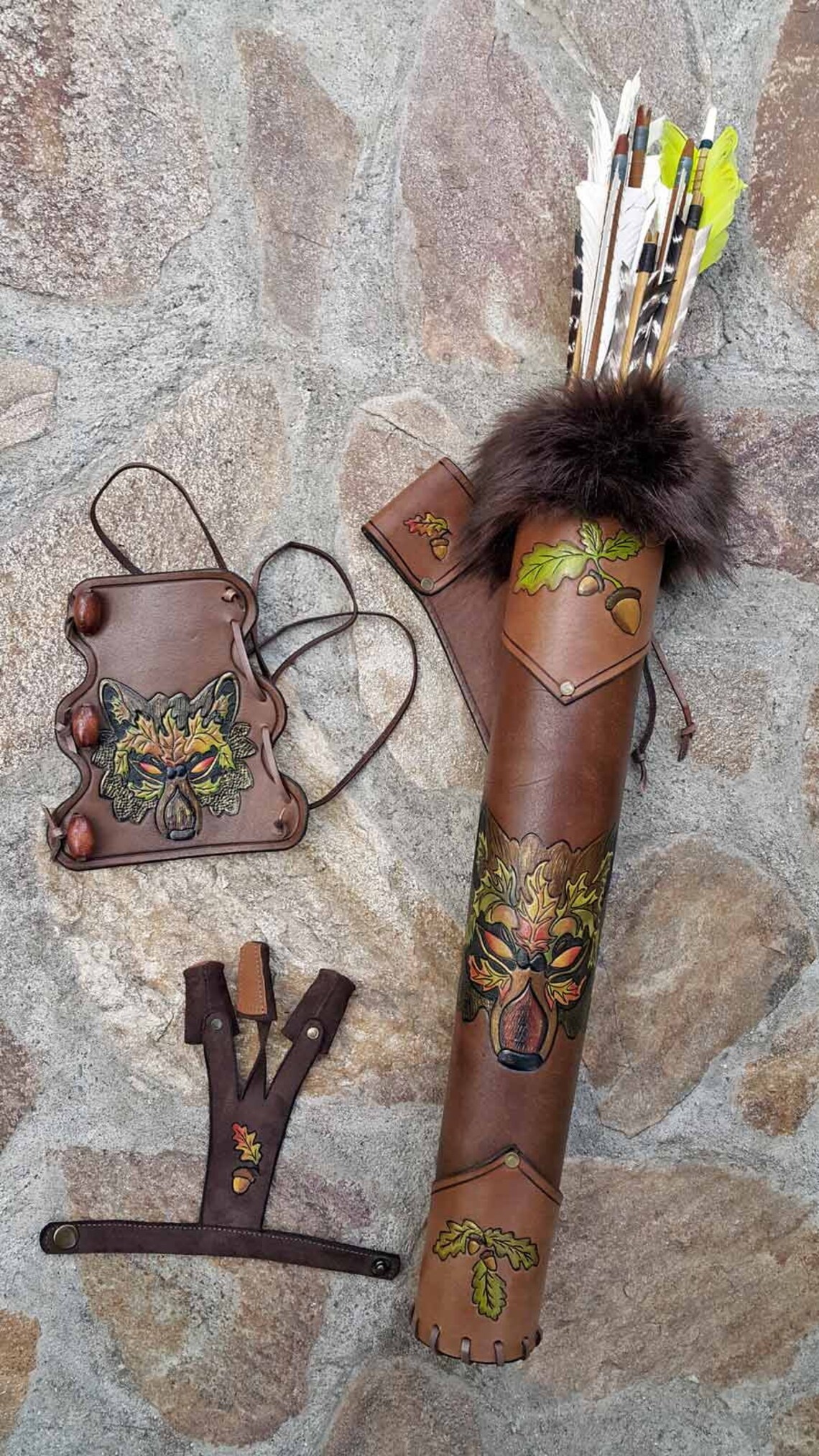 Archery Set of A Hand Tooled Leather Quiver Arm Guard and A | Etsy