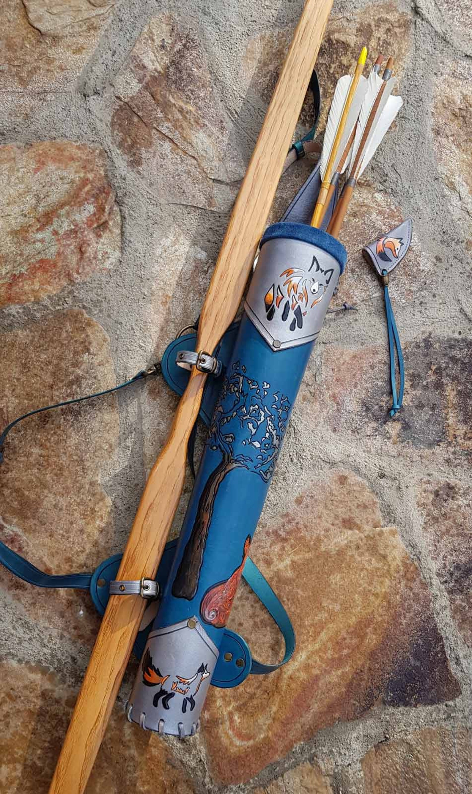 Leather Back Quiver With Adjustable Three Straps Harness and A - Etsy
