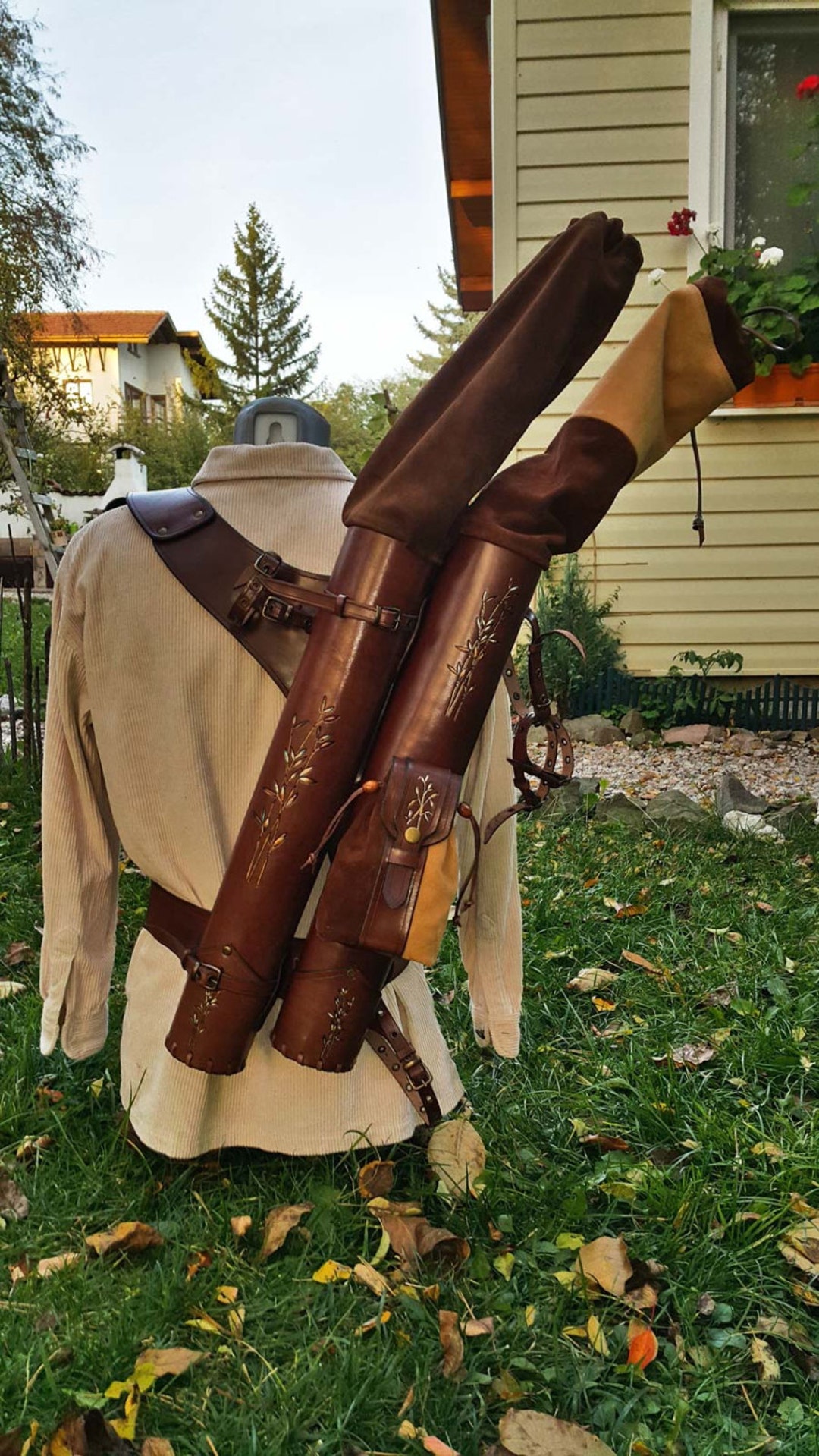 Multifunctional Tooled Leather Quiver With Arrows Protector+additional ...