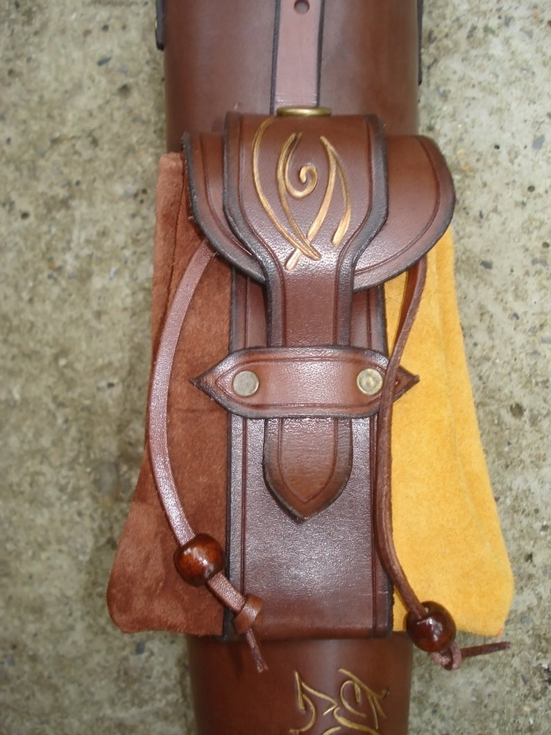 Archery Back Quiver with a Detachable Pouch Hand Tooled | Etsy