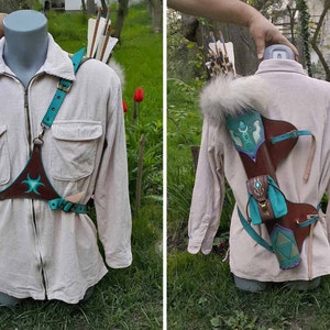 Leather Back Quiver With an Adjustable 3-point Chest Pad, Holding A BOW ...