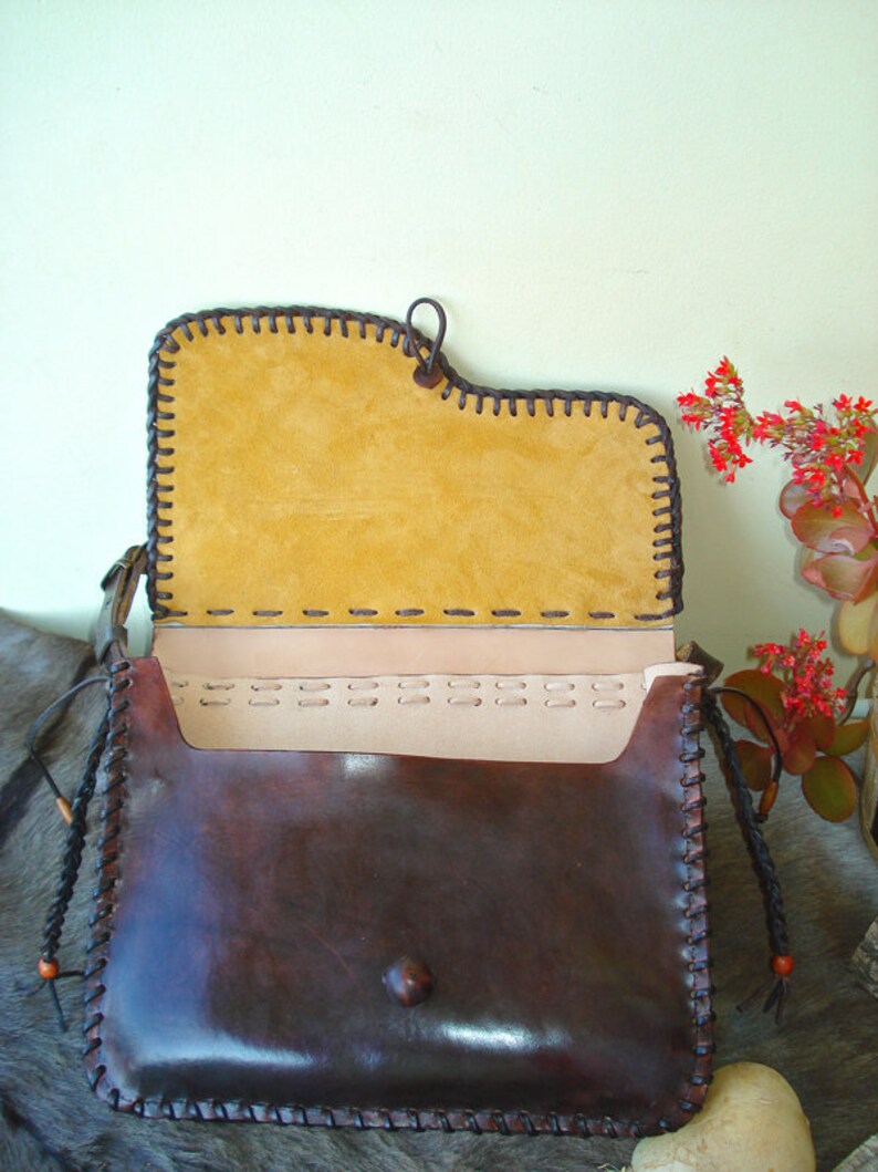 Leather and Hide Bag With Long Shoulder Strap - Etsy