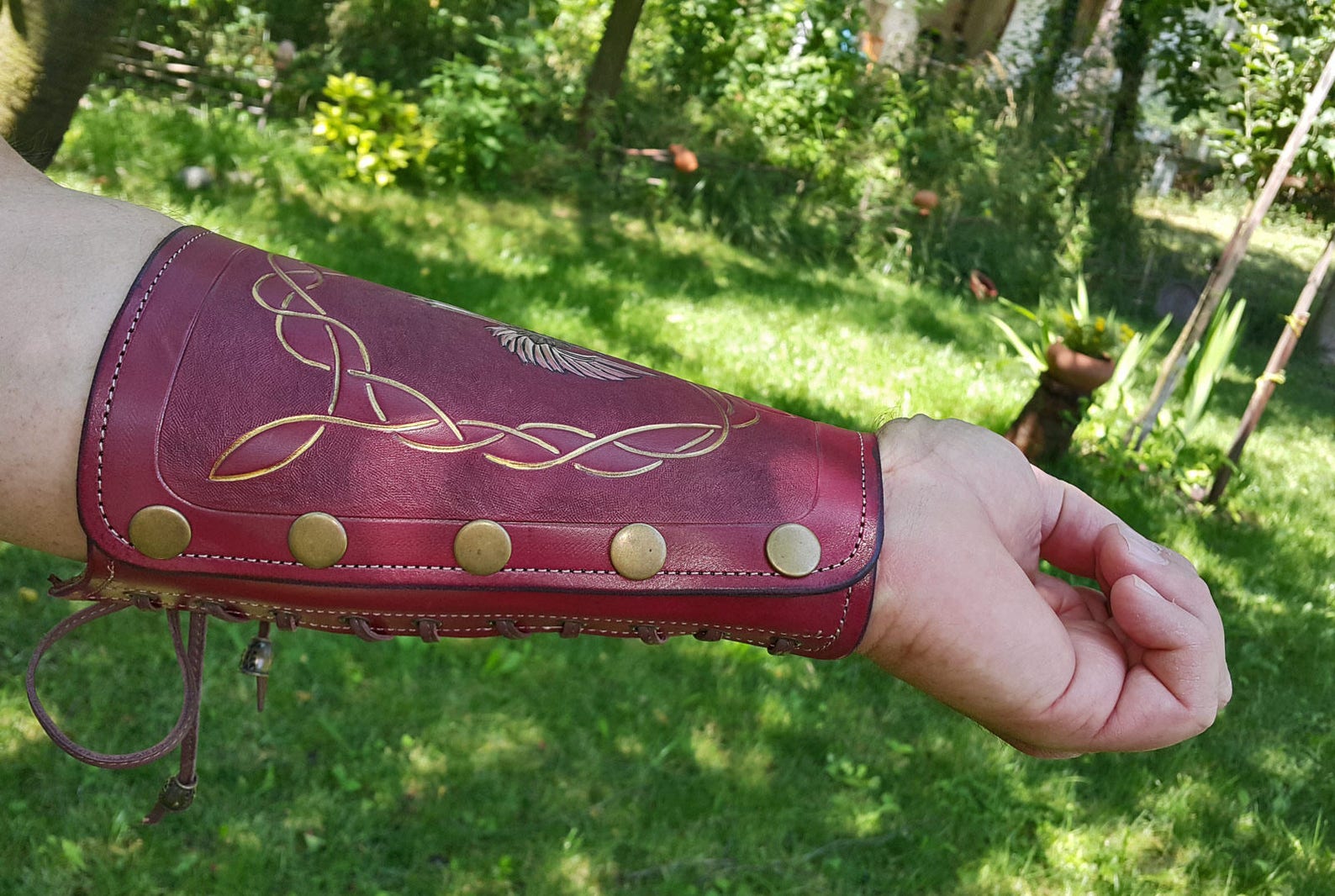 Leather Arm Guard Full Fore-arm Cover With Lacing Plus Snap - Etsy