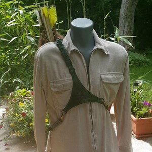 Leather Back Quiver With an Adjustable 3-point Chest Pad, Holding A BOW ...