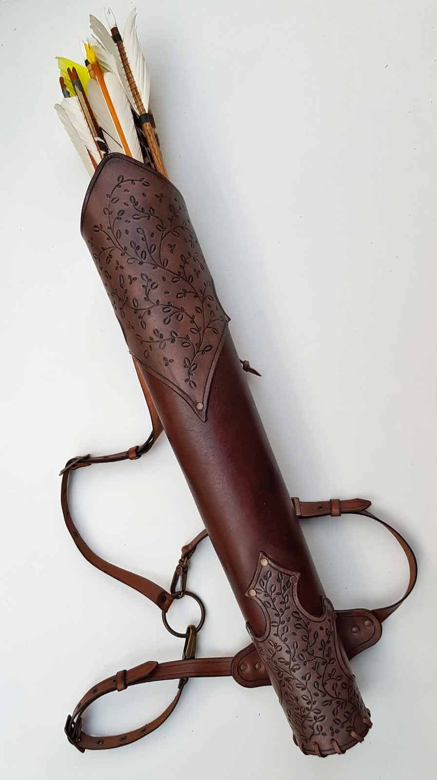 Leather Back Quiver With Adjustable Three Straps Harness and A | Etsy