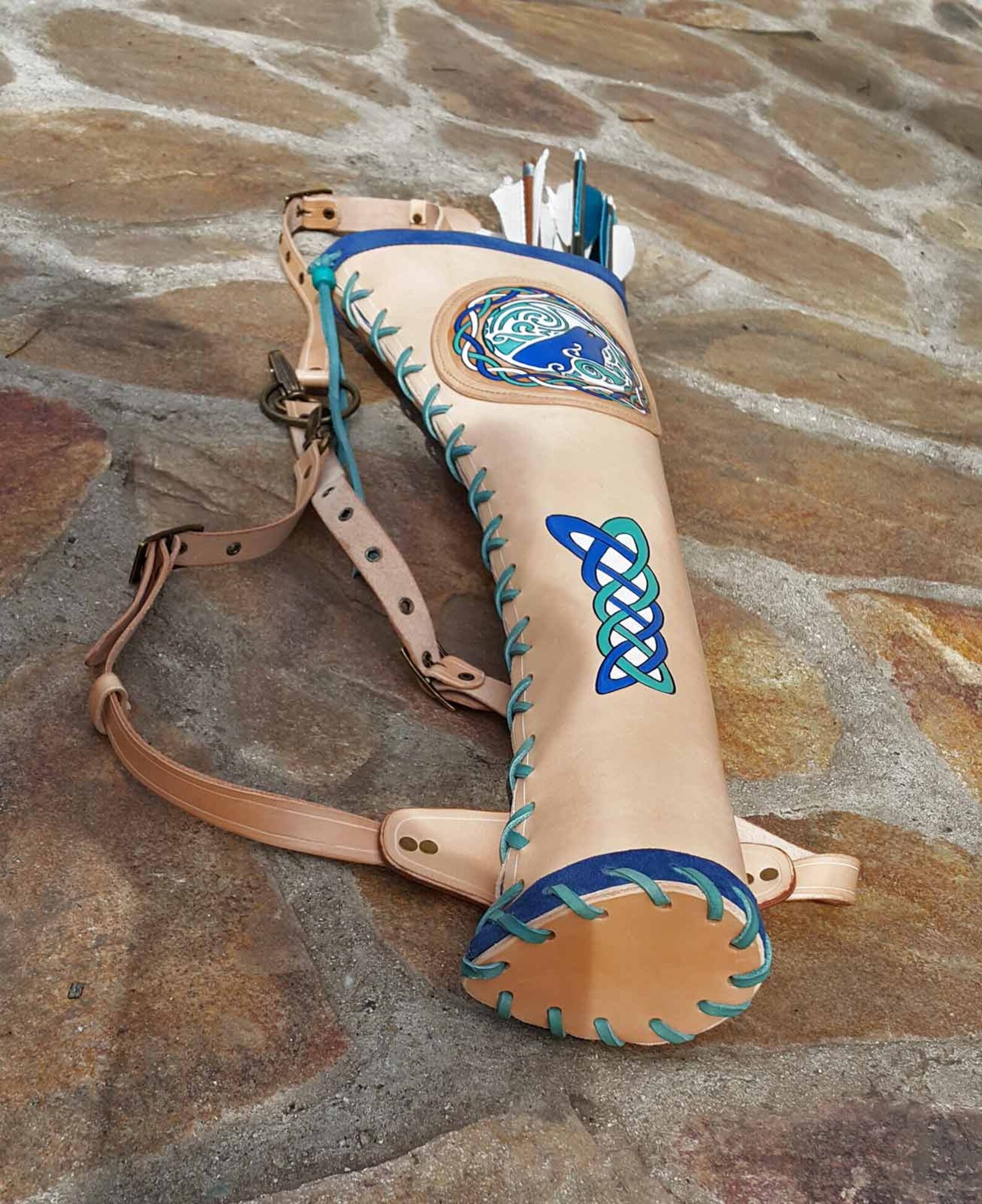 Elfish Style Leather Back Quiver With Three Straps Adjustable Harness ...