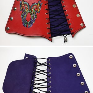 Leather Arm Guard Full Fore-arm Cover With Lacing Plus Snap Buttons and ...