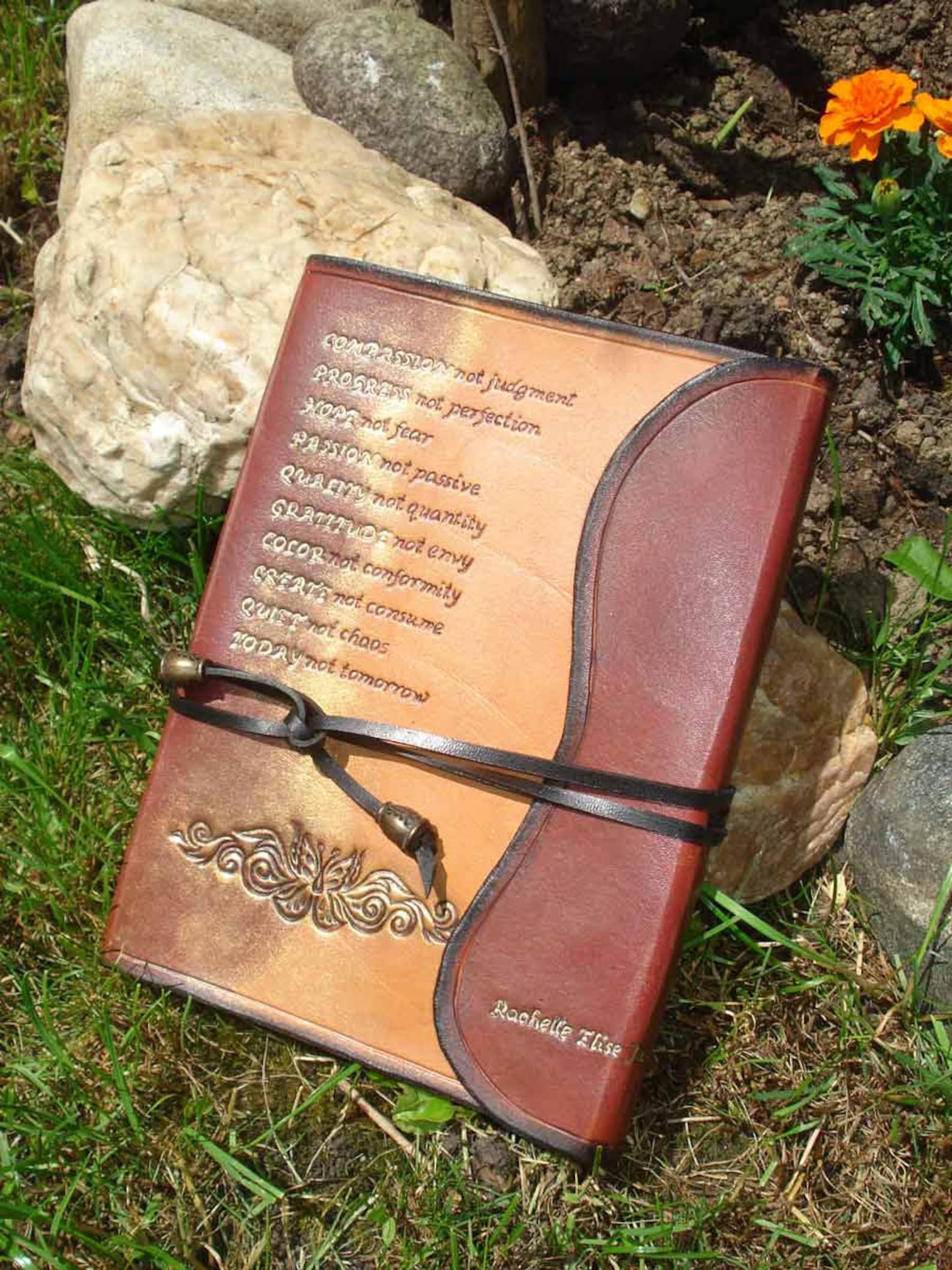 A5 Rustic Leather Journal With Hand Bond Paper to the Leather Cover ...